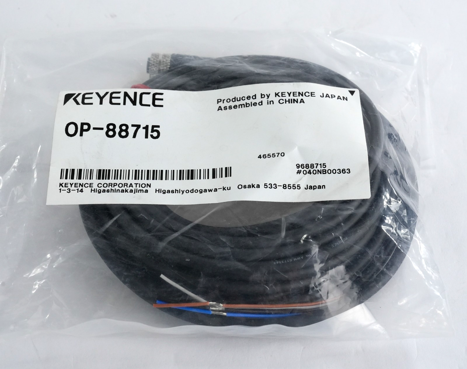 Keyence OP-88715 Single-Ended Female Cable 5-Pin M8 5m - Sealed Surplu ...