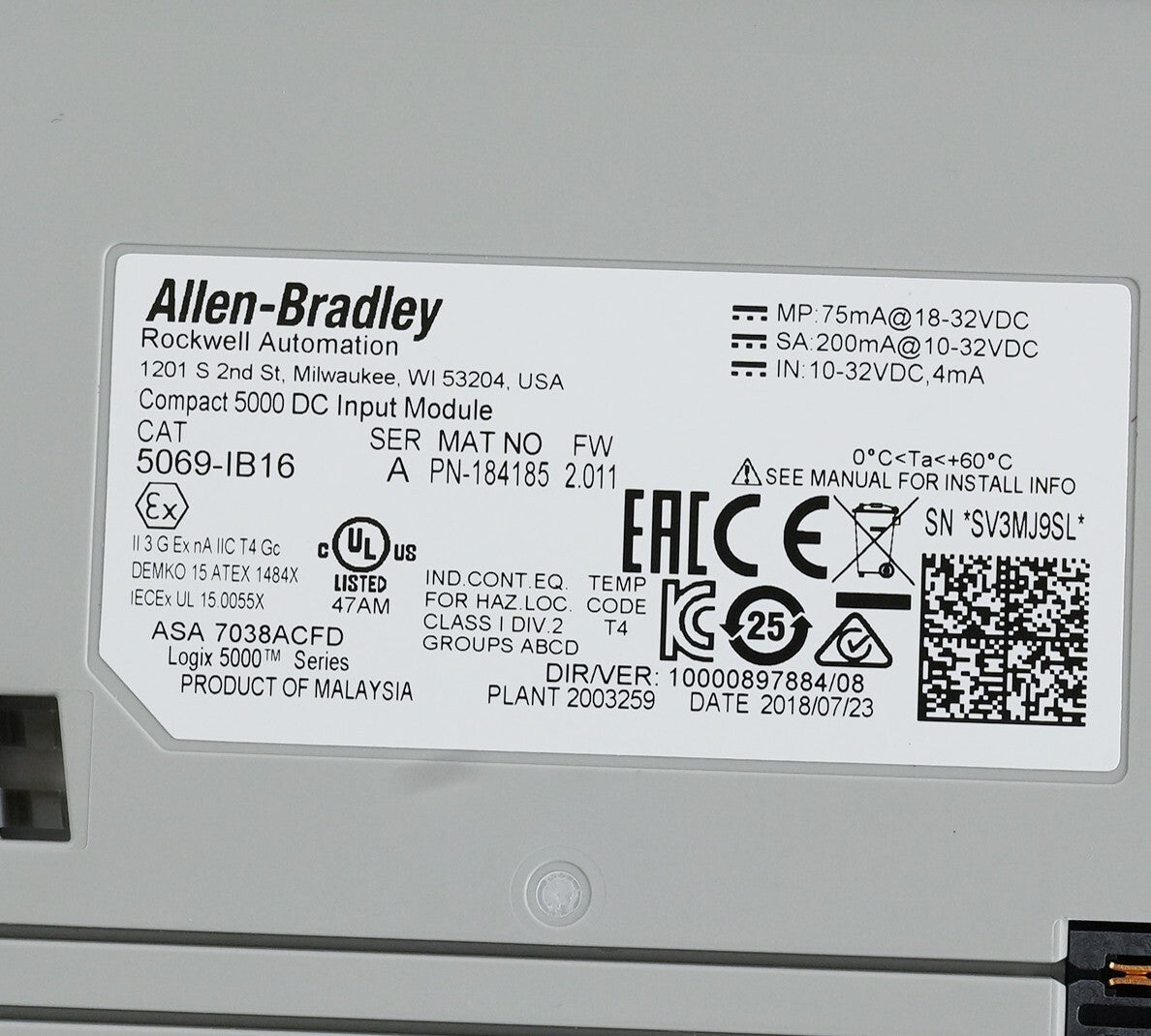 Allen Bradley 5069-IB16 /A Compact 5000 DC Input Module – NJT Automation